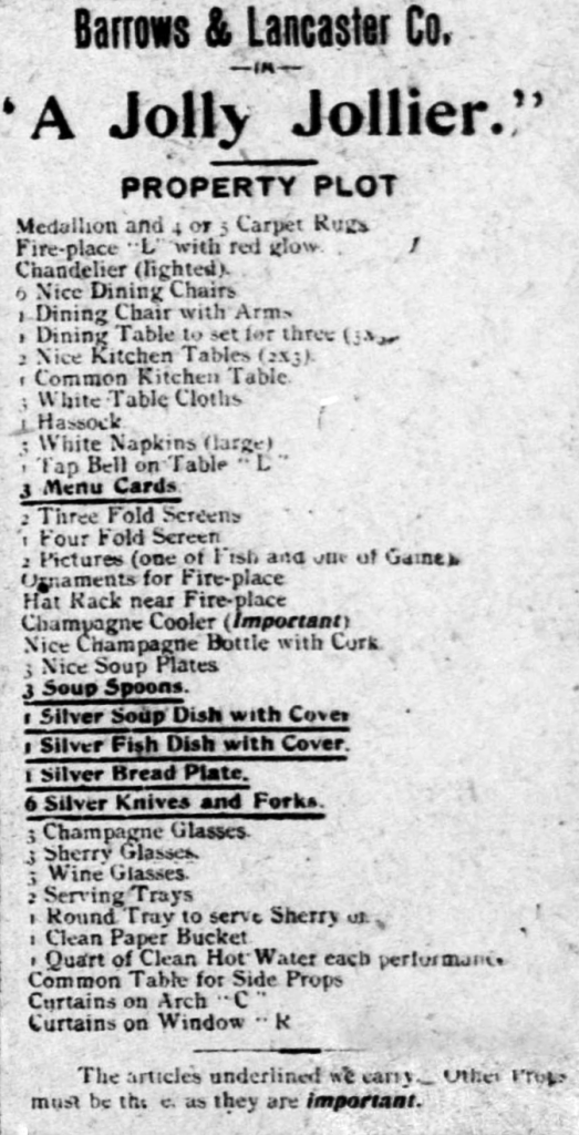 Vaudeville Property Plots, 1908 | Prop Agenda